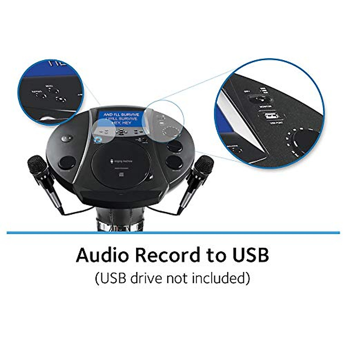 Singing Machine iSM1030BT Bluetooth Karaoke Pedestal, Karaoke Machine with Speakers, Black