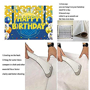 Yellow Happy Birthday Backdrop Cowboy Banana Balloon Flag Cartoon Birthday Photography Background Kids Baby Shower Boy Party Cake Table Decorations Banner Photo Props (6x4FT)