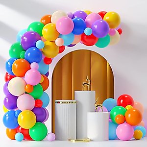 Colorful Rainbow Balloons 100pcs Rainbow Latex Balloons 12inch 5inch for Birthday Baby Shower Wedding Bridal Party Decorations