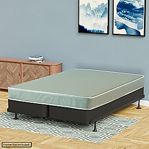 Treaton Pressure Relieving & Cooling High Density Foam Full Mattress - 8-inch Water Proof Vinyl Medium Firm Tight Top Pocketed Coil Rolled Hybrid Mattres with 8” Wood Box Spring, Bed in Box, Green