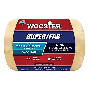 Wooster Brush R239-4 Super/Fab Roller Cover, 3/8-Inch Nap, 4-Inch , Yellow