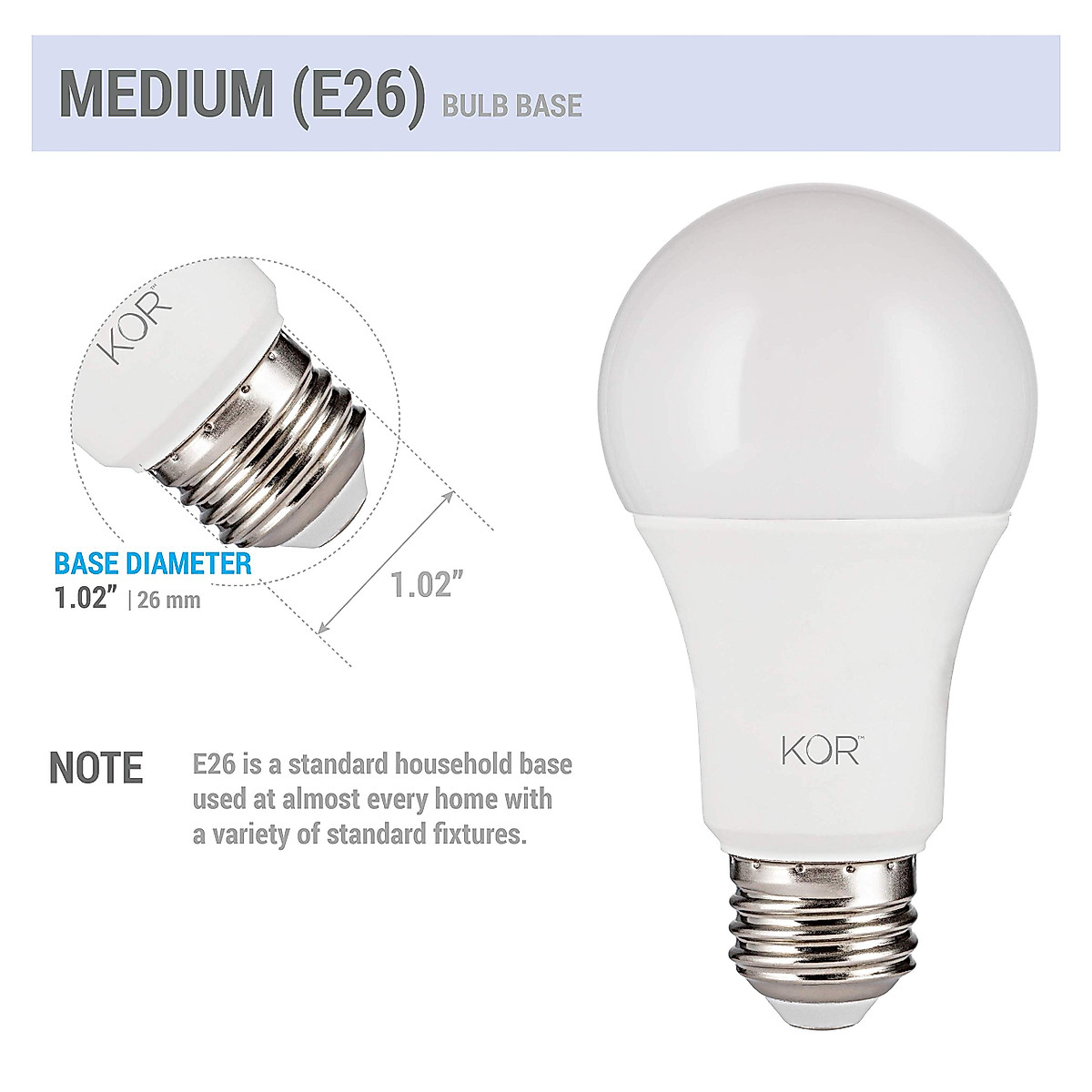 KOR LED Light Bulbs - 6 Pack of 5000K Daylight White Lightbulbs - E26 Base, A19 Size, 15W (100W Incandescent Equivalent) - Long Lasting 1500 Lumen Bright Shatter Resistant Energy Saving Light Bulbs