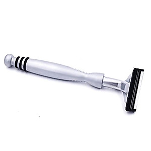 All Metal Heavyweight Chrome ATRA Compatible Twin Blade Razor & 10 Personna Pivot Plus Blades