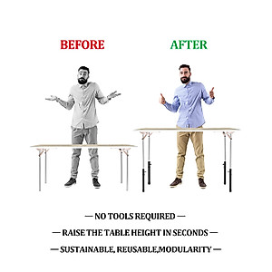 Herbert-fty Folding Table risers for Folding Tables Straight/Bent Leg, Dural Folding Table Leg Extensions 4 Levels/Heights Table Leg Extenders-All for Treating Your Back Pain(4-Pack)(17.3 in (44cm)