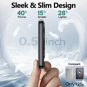 kurdene Wireless Portable Charger, 3 in 1 Magnetic Power Bank Compatible with iWatch Charger,5000mAh Mag-Safe Batteries Pack,Compatible with iPhone 15/14/13/12 Series, Apple Watch, Airpods-Black