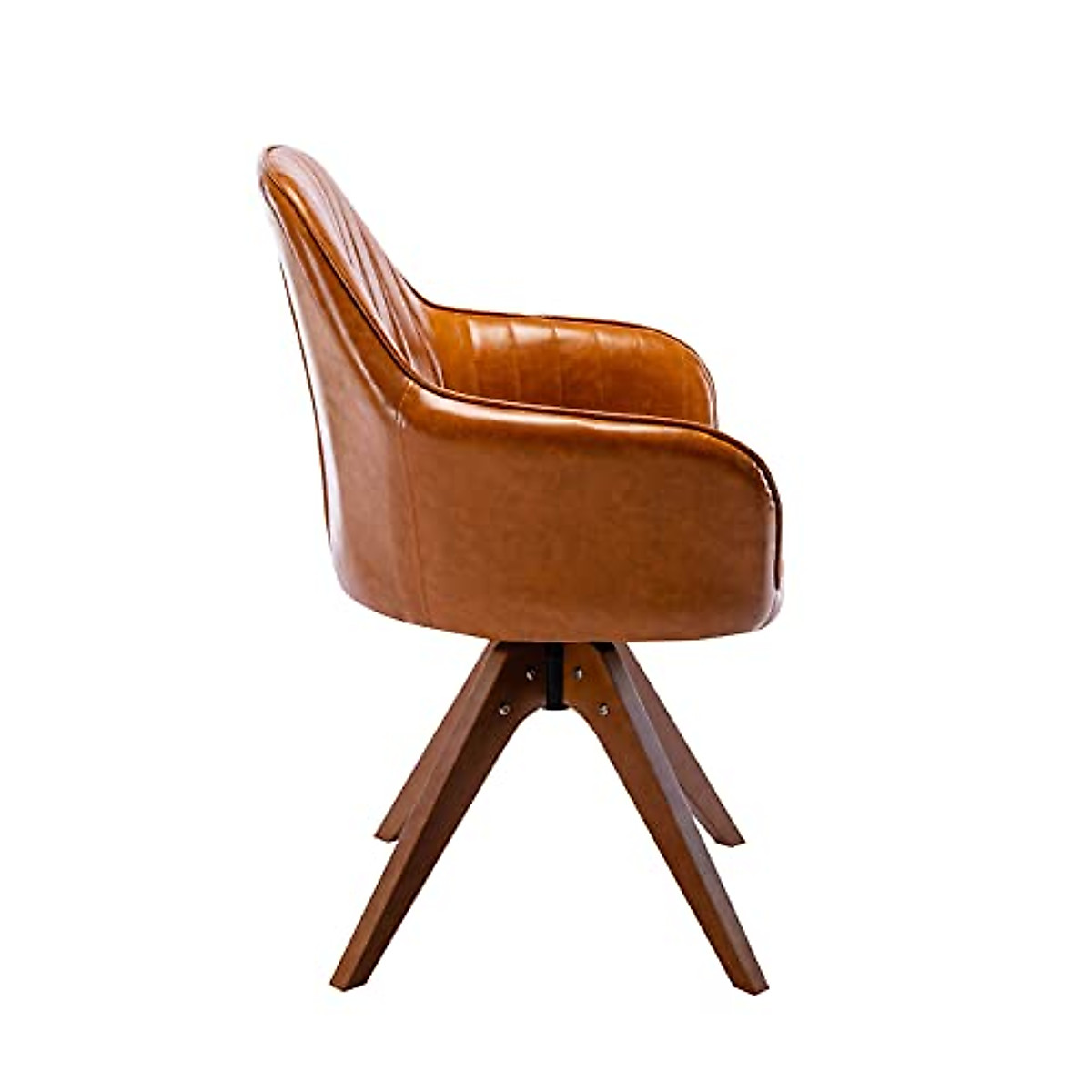 Porthos Home Oran Dining Chair, 360-degree Swivel Seat, Upholstered in Water and Stain Resistant PU Leather, Sturdy Beech Wood Legs, Bucket Chair Style with High Armrests