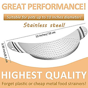 2 Pieces Pot Strainer with Handle Stainless Steel Colander Pasta Drainer Pan Pot Strainer with Recessed Hand Grips Suitable for Kitchen Pots and Pans Different Sizes up to 10 Inches