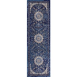 Well Woven Mahal Luxbury Traditional Area Rug, 2'3" x 7'3" Runner, Blue