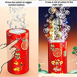 2024 New Fireworks Bubble Machine Toys,Automatic Bubble Machine for Kids, Electric Bubble Maker Toys with Light & Music Party Atmosphere Maker,for Indoor Outdoor Birthday Party (20 Holes Circular)