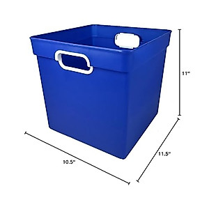 Romanoff ROM72504-3 Plastic Cube Bin, 11.5 x 11-Inch x 10.5-Inch, Blue, Pack of 3