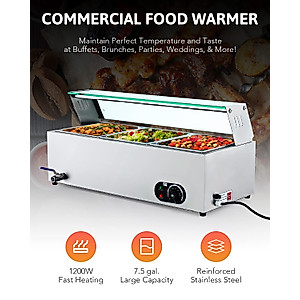 Wilprep Commercial Food Warmer for Parties Hotels Restaurants,1200W Buffet Server and Warmer,3pc Electric Warming Tray or Sauces,Catering with 3 Stainless Steel Chafing Dishes,Silver(3 pan)