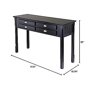 Winsome Timber 29.1 x 47.6 x 15.7-Inch Solid Beech Wood Hall/Console Table, Black (20450)