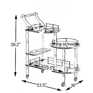 Serving Bar Cart Tea Trolley, 3 Tier Shelves on Rolling Wheels, Mobile Liquor Bar for Wine Beverage Dinner Party, Kitchen Storage Island Coffee Cabinet for Dining Living Room, Wood, Silver White, Gray
