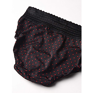 Warner's womens Blissful Benefits No Muffin Micro Hi-cut Panties With Lace Multipack Underwear, Lk/Sangria/Black W/ Ladybug Dot Print, Large US