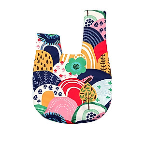 BAR Stylish Cotton Japanese Pattern Wrist Bag Sleeve Knot Pouch Portable Canvas Tote Purse for Female, Women (Graffiti)