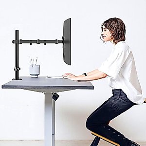 Amazon Basics Single Computer Monitor Stand with Tilt and Rotation, Height Adjustable VESA Desk Arm Mount, Steel, 30 inches, Black