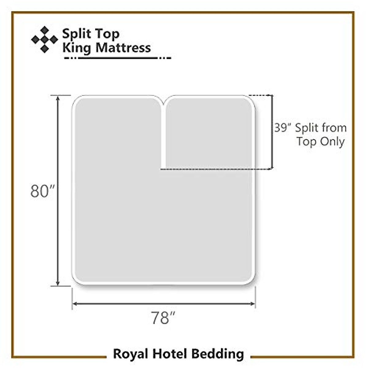Royal Hotel Bedding Abripedic Plush Cotton Mattress Topper, Top Split King, 2 Inches Hypoallergenic Overfilled Down Alternative Anchor Bands Mattress Topper