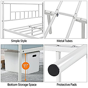 Yaheetech 13 inch Full Size Metal Bed Frame with Headboard and Footboard Platform Bed Frame with Storage No Box Spring Needed Mattress Foundation for Adult White