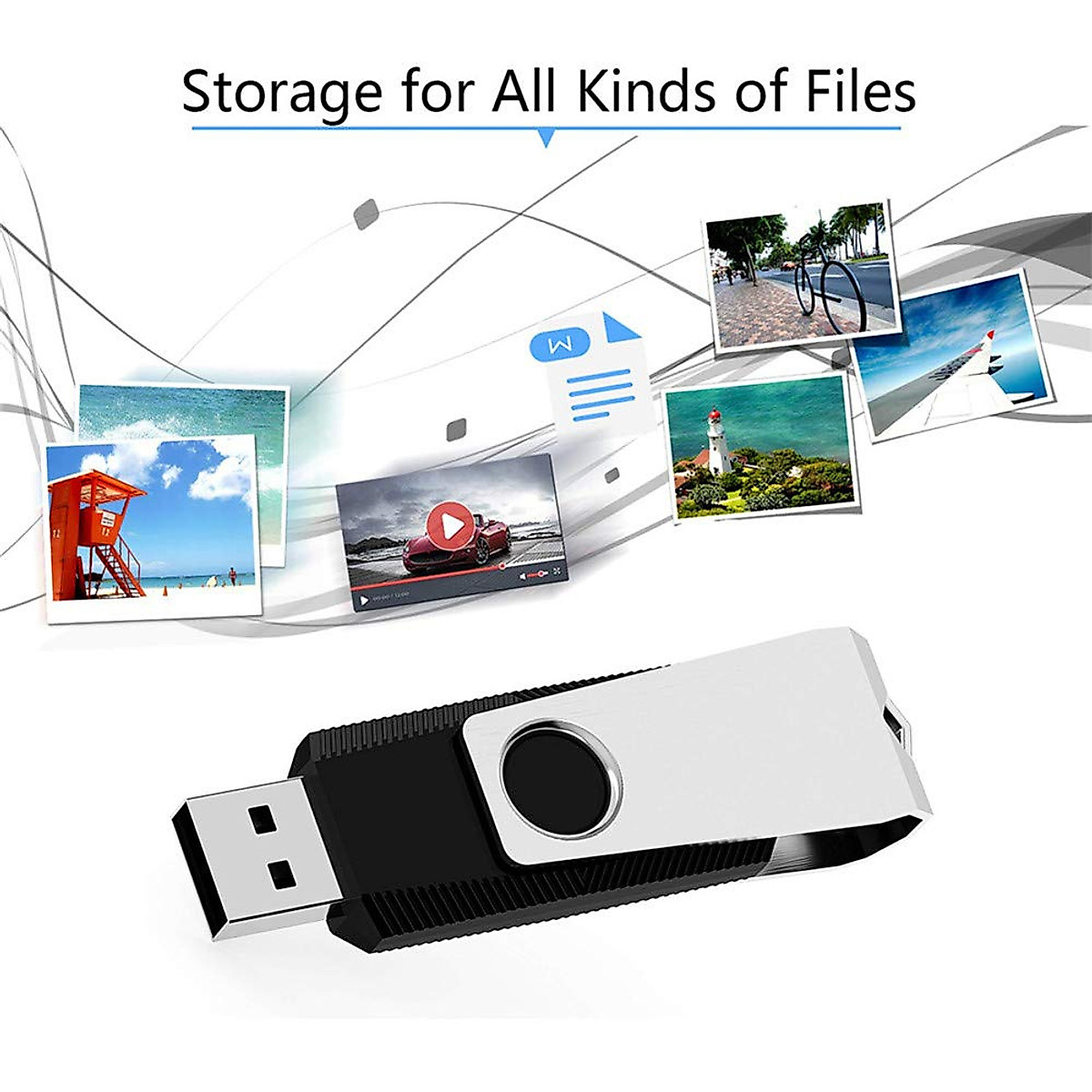 KEXIN 16GB USB Drive Bulk 50 Pack Flash Drive 16 GB USB Drive Thumb Drive Bulk Flash Drive Pack Swivel USB 2.0 (16GB, 50PCS, Black)