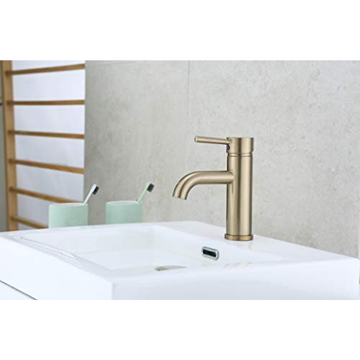 Derengge Single Lever Bathroom Faucet,Single Hole Bathroom Sink Faucet,Brushed Gold Lavatory Faucet,F-509-CS