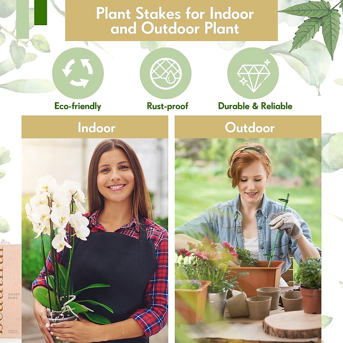 30 Pcs Adjustable Plant Support Stakes Garden Single Stem Support Stake Plant Cage Support Rings with Plant Clips and Connect Pipe for Orchid Rose Tomato, 12 Inch (Green)