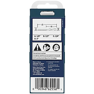 BOSCH 85908MC 1/8 In. x 1/2 In. Solid Carbide Double-Flute Upcut Spiral Router Bit