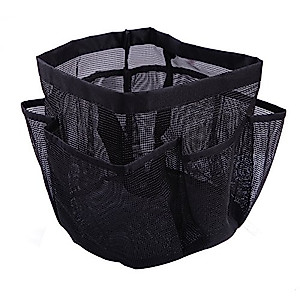 HDE Shower Caddy Mesh Bag College Dorm Bathroom Carry Tote Hanging Organizer (Black)