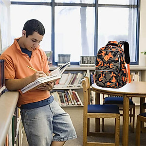 Yvechus Camo Backpack Set with Lunch Bag Lightweight Waterproof School Backpack Bookbag for Boys Girls (B-Style Camo Orange)