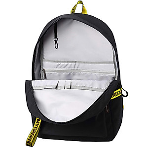 El-fmly Fashion Backpack with USB Charging Port for Travel Lightweight School Bookbags with Cute Letters Strap for Teenage Girls & Children (Black+Pink)