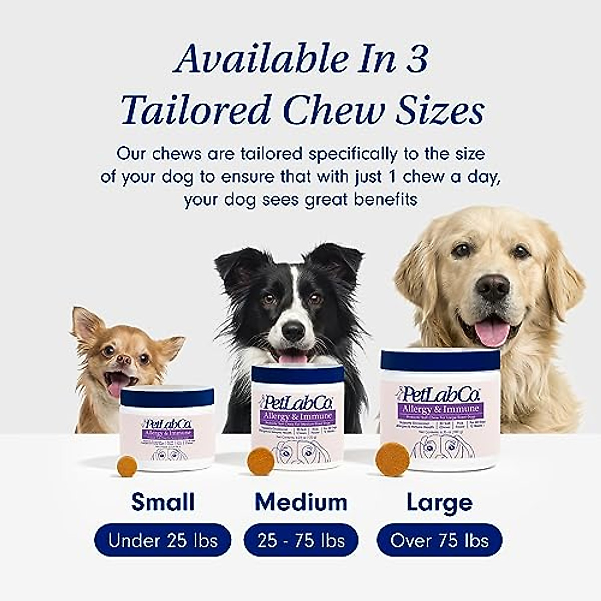 PetLab Co. Allergy & Immune – Support Your Pup with Seasonal Allergies, Intermittent Itchiness, & Healthy Yeast Production Probiotic Dog Allergy Chews. Available in Small, Medium, & Large