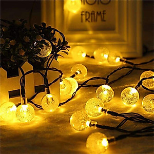 SNOMYRS Solar String Lights Outdoor 50Led 22.9Ft Patio Lights, Waterproof Solar Crystal Decor Ball Light with 8 Lighting Modes for Garden Patio Home Porch Wedding Party Decor (Warm White