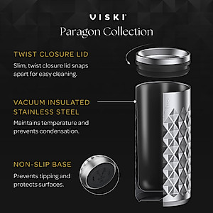 Viski Paragon Insulated Cocktail Tumbler, Insulated Highball Glasses Stainless Steel Highball Glasses with Ceramic Coating 16oz Blue Set of 1