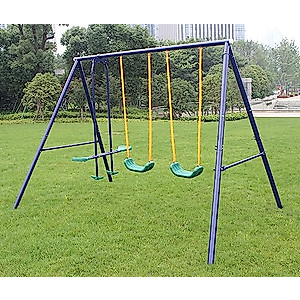 AOKUNG Outdoor Heavy-Duty Metal Swing Set for Kids