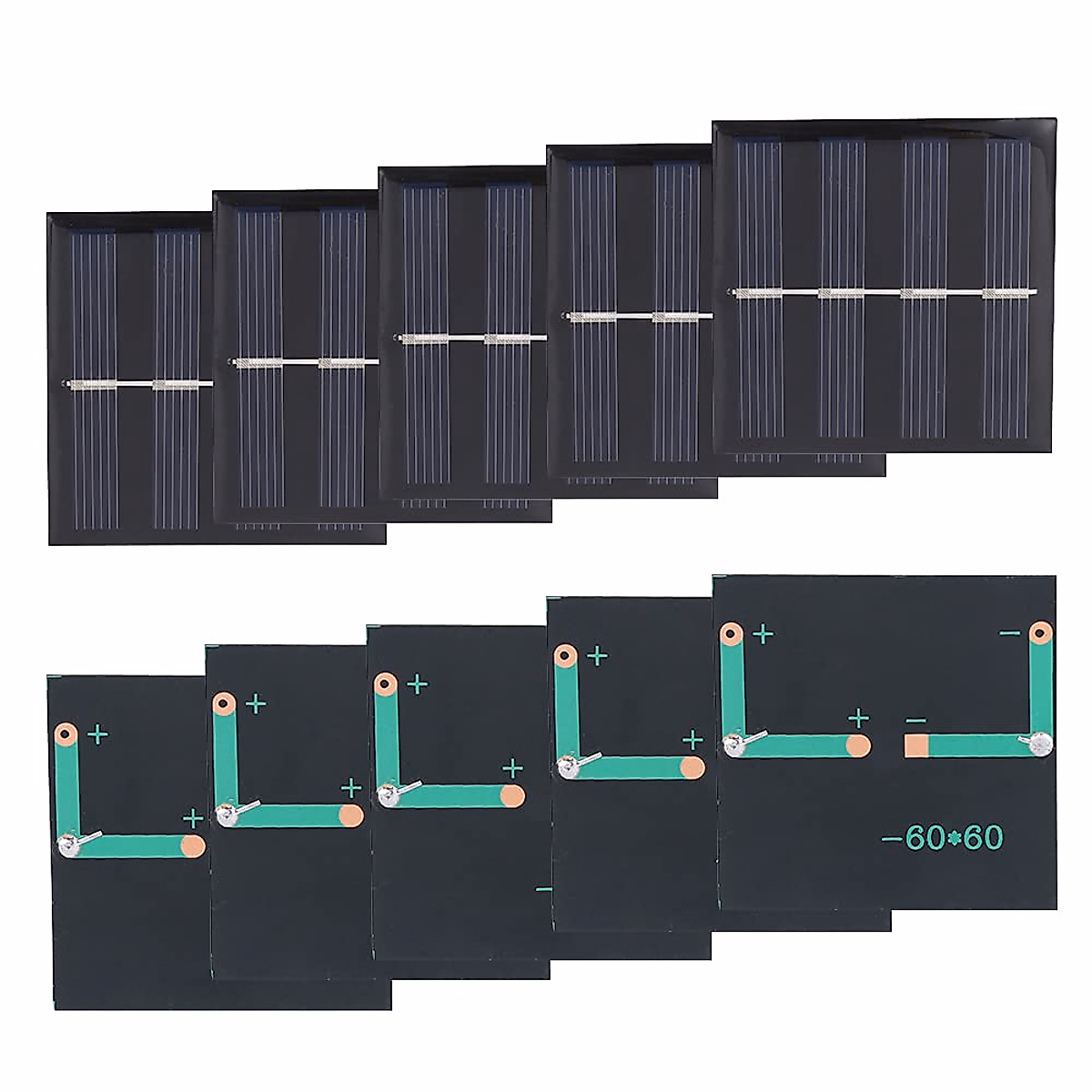 dream_light Mini Solar Panel, 10Pcs 2V 100mA 0.2W 60x60mm Polysilicon Small Solar Cell Module for DIY Solar Power Lights Toys Charger