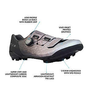 SHIMANO SH-RX801 Men’s Ultralight High Performance Gravel Racing Shoe, Silver, 10-10.5