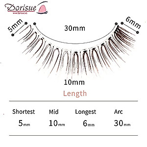 Dorisue Natural false Lashes Brown Eyelashes 3D Light Color Look Real False Eyelashes Short Handmade lashes wispies Natural False Eyelashes Eye Makeup Fake Eyelashes 4 Pairs eyelashes pack