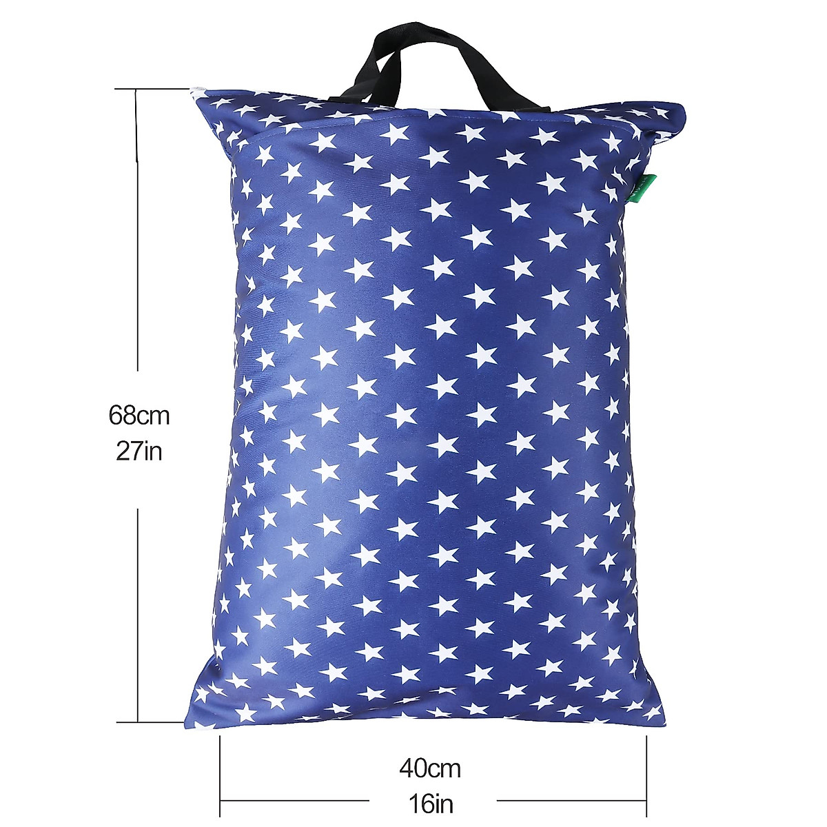 Viyuse Large Hanging Wet Dry Cloth Diaper Bag with Double Zippered Pockets,2 Pack(27 X 16 inch) Waterproof Wet Pail Bag for Beach Pool Gym Wet Dirty Clothes,big Wet bag Stars,Stripes