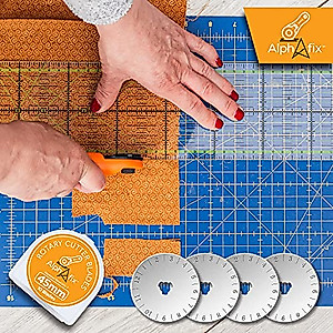 Rotary Cutter Blades 45mm 10 Pack By Alphafix Compatible with notched hole 45mm rotary cutters, easy replaceable sharp SKS-7 Steel blades Ideal for Quilting Fabric Scrapbooking Sewing and Arts & Craft
