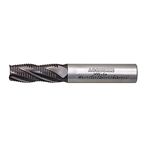 Accusize Industrial Tools Stadard Tooth M42 8% Cobalt Tialn Roughing End Mill, 1/2'' by 1/2'' by 1-1/4'' Flt Length, 1102-0012