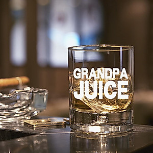 AGMDESIGN Grandpa Juice Fun Whiskey Glasses Gift Box, Glass Gifts for Grandpa, Father's Day Gifts, Birthday Gifts for Dad, Upgrading Grandpa Pregnancy Announcement Gifts