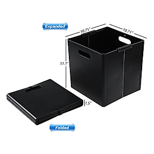 Wekioger 4-Pack Plastic Foldable Cube Storage Bins, Collapsible Storage Cubes Bin Organizer, Black