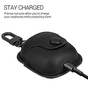 kwmobile Leatherette Case Compatible with JBL Tune 220TWS - Headphones Protection Etui Cover - Black