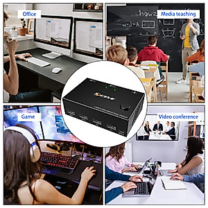 Dual Monitor KVM Switch HDMI 2 Port 4K@60Hz,MLEEDA USB HDMI Extended Display Switcher for 2 Computers Share 2 Monitors and 4 USB 2.0 Hub,Desktop Controller and USB HDMI Cables Included