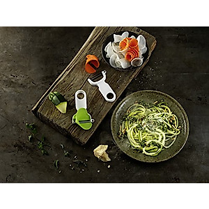 Kuhn Rikon Click-N-Curl Spiralizer Set with Swiss & Julienne Peelers, White/Orange/Green