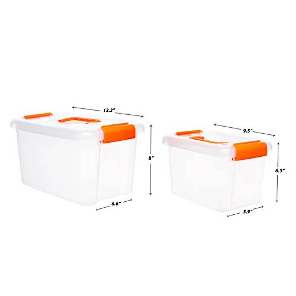 Noble Designs Storage Bins | Medium and Small Set (6q & 3.5q) | Perfect for Toy Set | Office Set | Outdoors and Outings Set | Latches Well | Orange Latches and Folding Handle