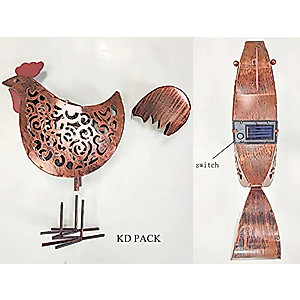 JFRISING Solar Metal Scroll Rooster Garden Sculpture, 3 D Rooster Statue Lantern Lights Table Outdoor Solar Light Art Decor & Ornament for Patio Courtyard for Harvest Thanksgiving Halloween Christmas