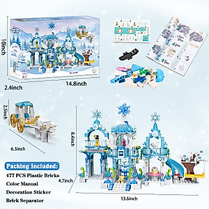 Dream Girls Princess Castle Building Blocks Ice Castle Building Toys for Girls, Ice Palace with 2 Princess Mini-Dolls Friends Sets Christmas Birthday Gift STEM Playset for Kids Age 6-12 477 Pieces