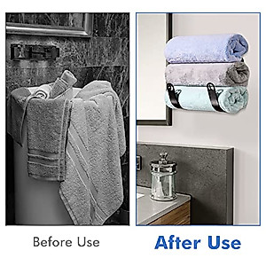 NiHome Musical Notes Shape Metal Towel Holders 2-Pack Towel Rack Traceless Wall Mount Towel Hanger Hooks Rack Holder Heavy-Duty Organizer for Home Bathroom Accessories Bedroom Hanging Yoga Mat (Black)