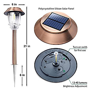 DenicMic Solar Garden Lights Outdoor Pathway Lights Glass Stainless Steel Waterproof Solar Powered Landscape Lights for Yard Patio Lawn Path Walkway, Super Bright 12-40 Lumens, 2 Pack