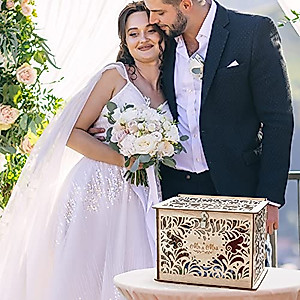 AW BRIDAL Wedding Card Box with Card Sign, Mr Mrs Gift Box Money Envelop Boxes for Party Graduation Reception Engagement Bridal Shower Gifts for Couples